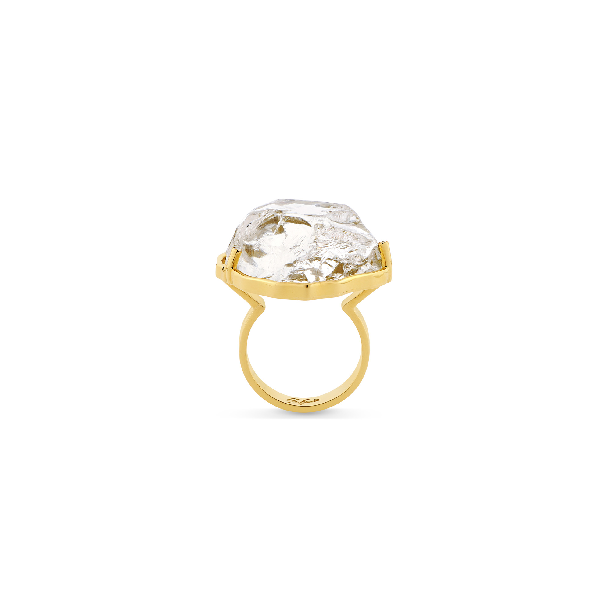 Yellow Gold, Diamond & Quartz Cocktail Ring – Hammered Cocktail Ring ...
