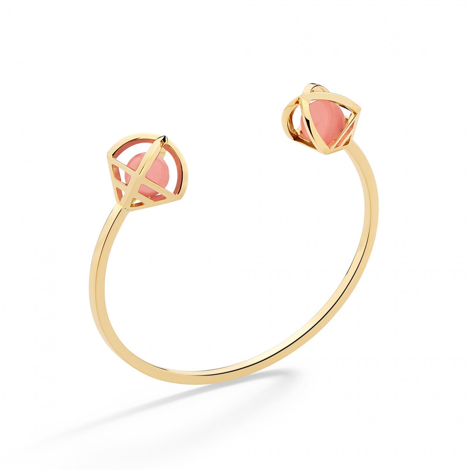 18k Gold Celestial Guava Quartz Bracelet Cuff – Solar Duo Small Cuff ...