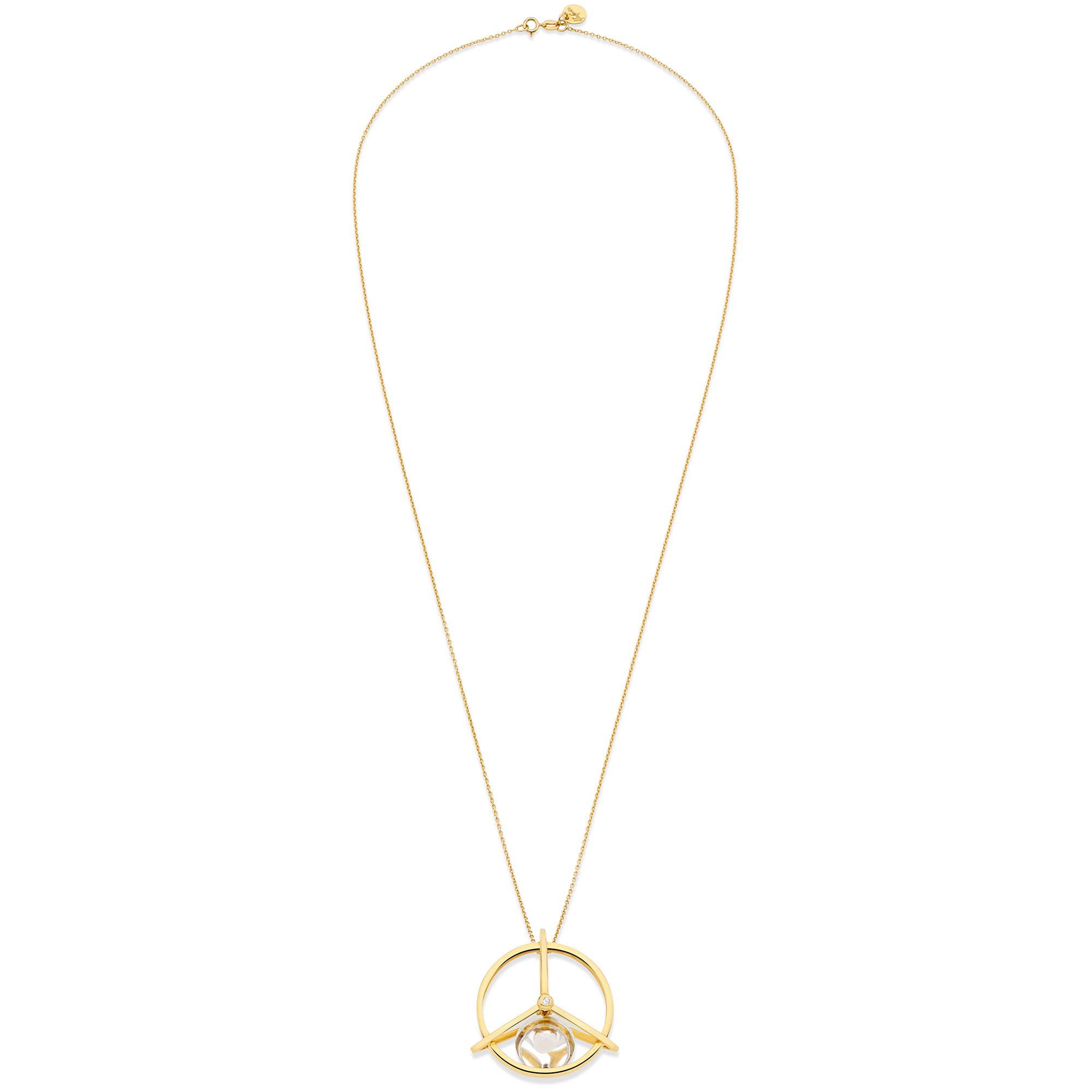 Spinning Pendant – 18k Yellow Gold Quartz & Diamond Spinning Necklace ...