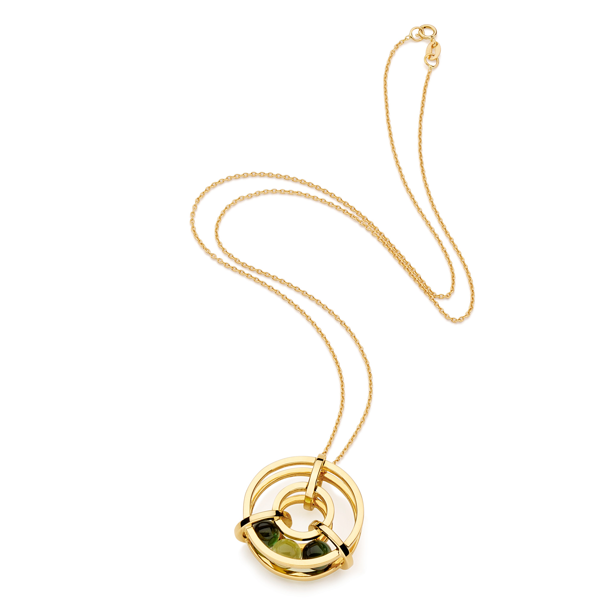 Perpetual Spinning 18k Gold Green Tourmaline Necklace – Small Spinning ...