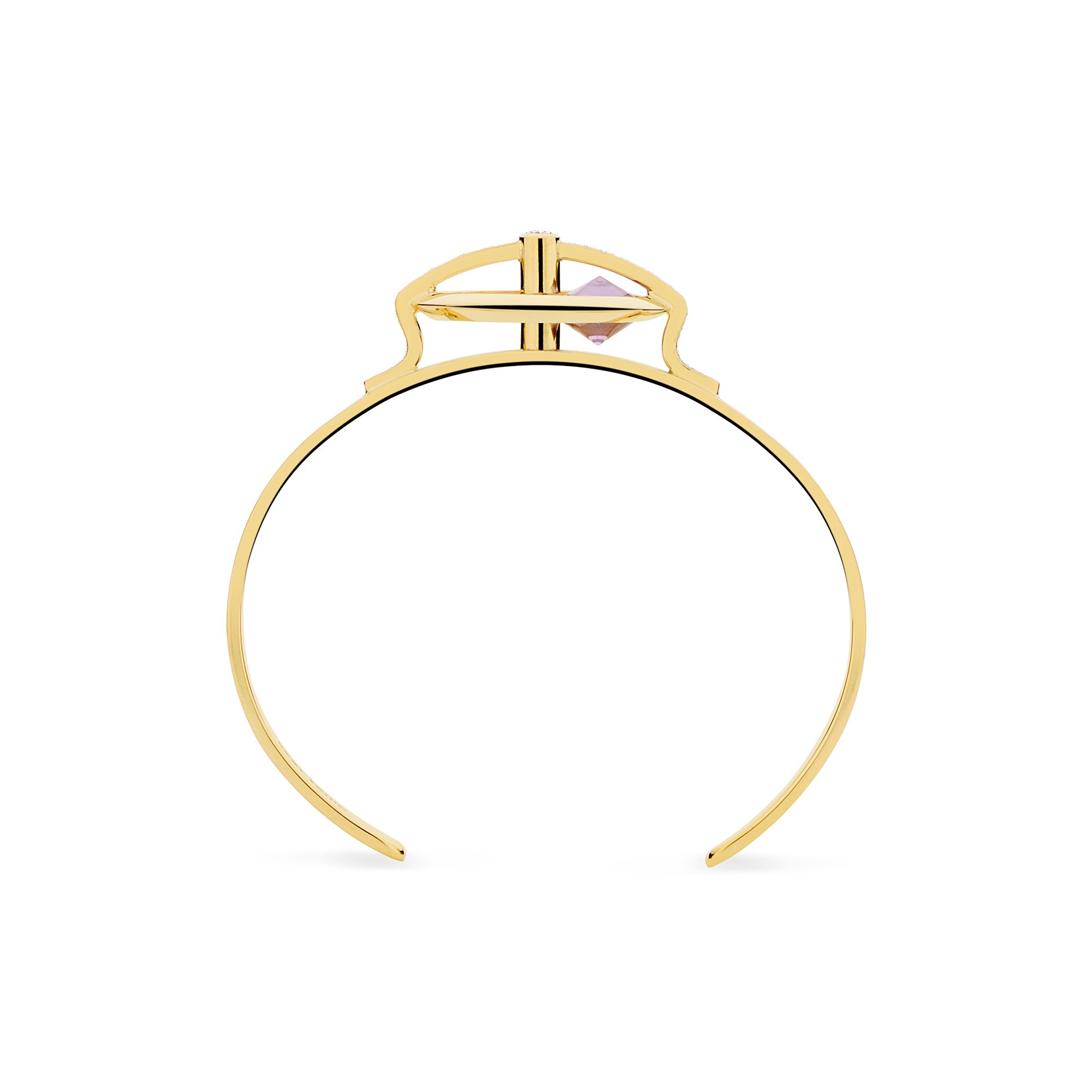 18k Yellow Gold Diamonds & Spinning Dark Amethyst Bracelet Cuff ...