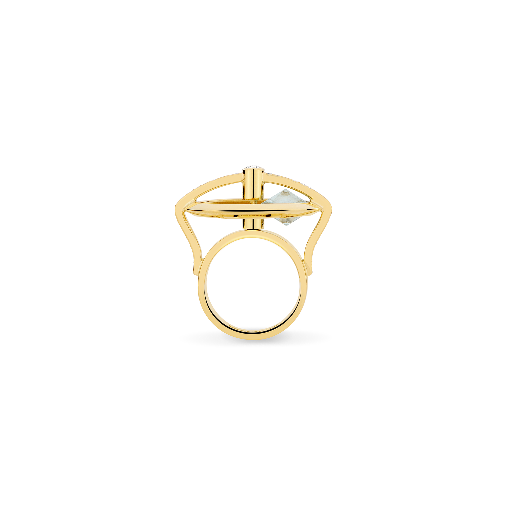 18k Yellow Gold Diamonds & Spinning Blue Topaz Ring – Spinning Top ...